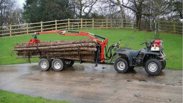 Professional Self Contained ATV Hydraulic Timer Log Crane + Logging Tr ...