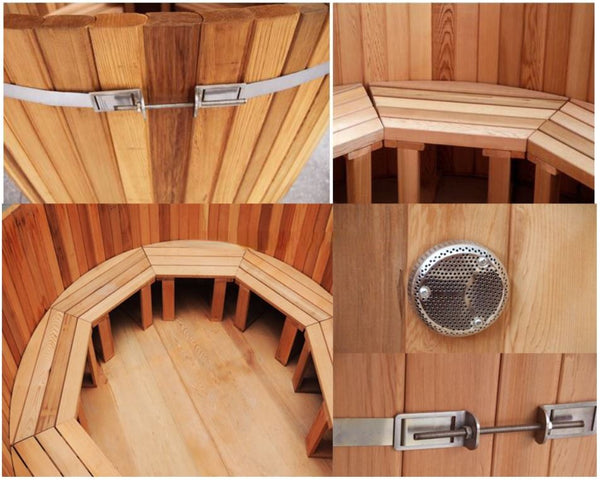 New Wood Fired Canadian Redwood Cedar Outdoor Hot Tub Spa 5 Person wit ...