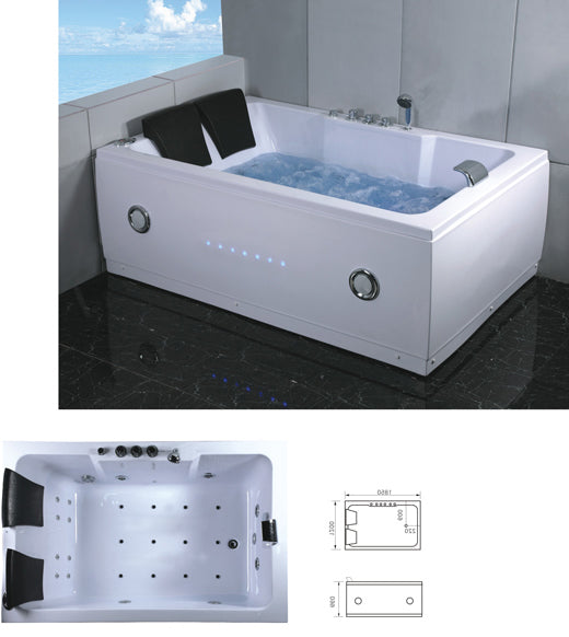 2 Person Indoor Whirlpool Jetted Hot Tub SPA Hydrotherapy Massage Bath ...